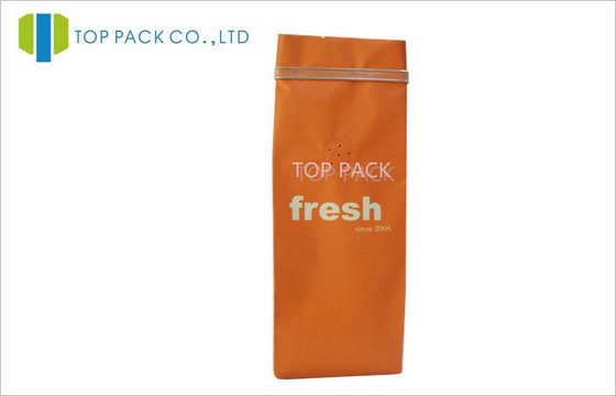 Orange Tin Tie Side Gusset Coffee Bags One Way Degassing Valve