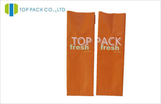 Orange Tin Tie Side Gusset Coffee Bags One Way Degassing Valve