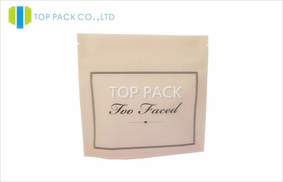 Printed Pink Zipper Plastic Stand Up Pouches For Cosmetics , Gift
