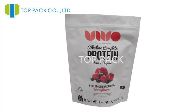 Aluminum Foil Stand Up Pouch Packaging Zipper For Protein Powder