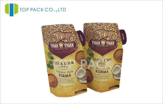 Cook Sauce Plastic Stand Up Pouches , PET / PE Food Pouch Packaging