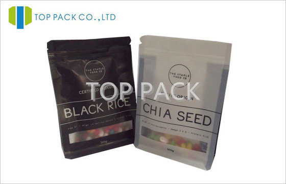 Rice Resealable Pouch With Block Bottom , Food Grade Zipper Bag