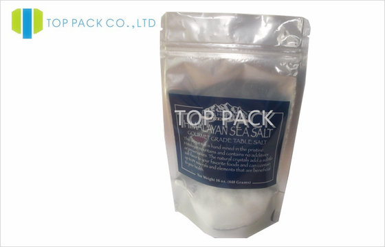 Front Clear Foil Stand Up Pouches For Salt , Round Bottom Bags