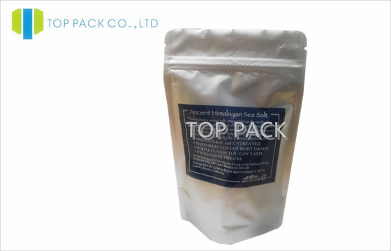 Front Clear Foil Stand Up Pouches For Salt , Round Bottom Bags