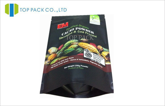 Health Food Powder Zipper Stand Up Food Pouches Custom Matte Finish