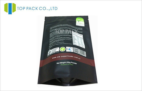 Health Food Powder Zipper Stand Up Food Pouches Custom Matte Finish