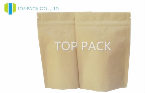 Kraft Paper Stand Up Pouch Bag With Valve , Durable Coffee Bean Bag