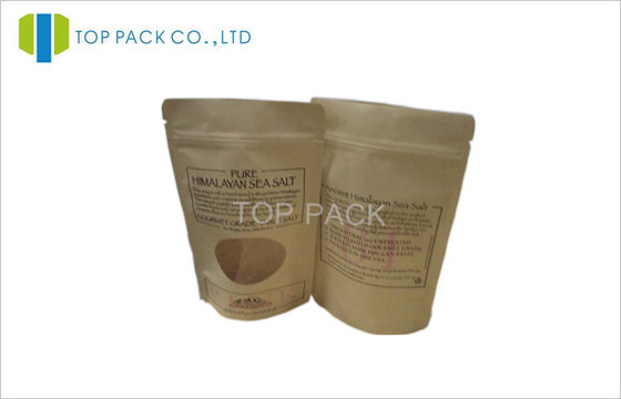 Customed Printing Kraft Paper Stand Up Pouch Zipper Clear Window