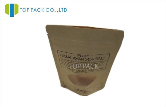 Customed Printing Kraft Paper Stand Up Pouch Zipper Clear Window