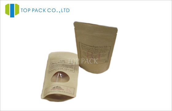 Customed Printing Kraft Paper Stand Up Pouch Zipper Clear Window