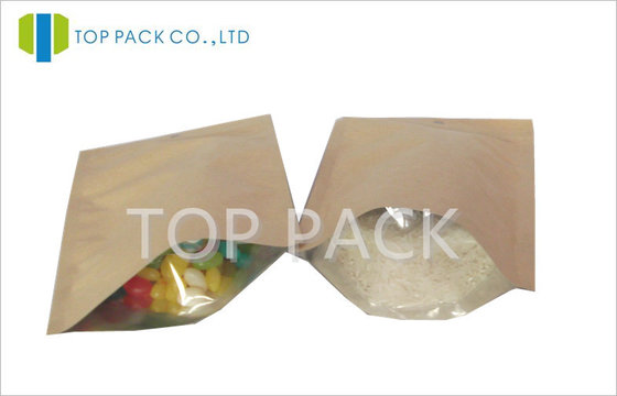 Brown Kraft Paper Stand Up Pouch Aluminum Foil Film Clear Bottom