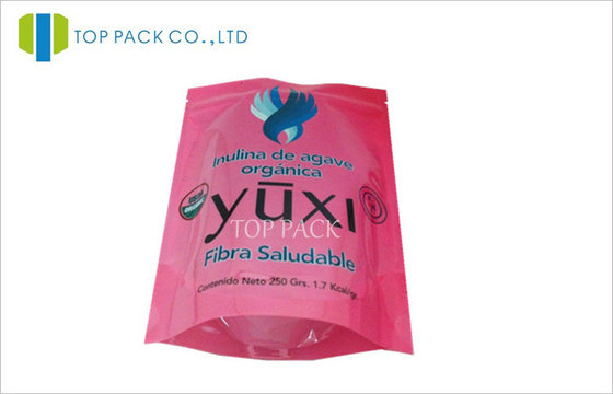 Composite Laminated Plastic Stand Up Pouches , Pink Zipper Bag
