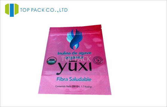 Composite Laminated Plastic Stand Up Pouches , Pink Zipper Bag