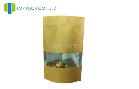 Food Grade Aluminum Foil Kraft Paper Stand Up Pouch Square Window