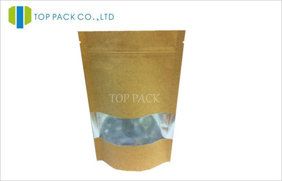 Food Grade Aluminum Foil Kraft Paper Stand Up Pouch Square Window