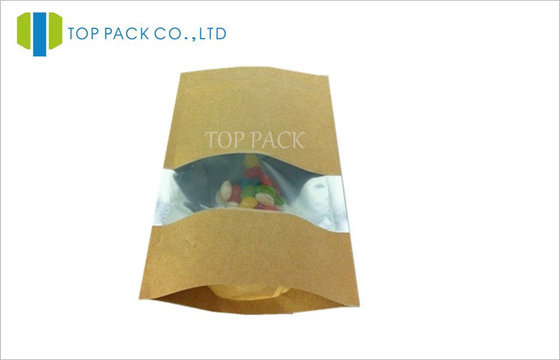 Food Grade Aluminum Foil Kraft Paper Stand Up Pouch Square Window