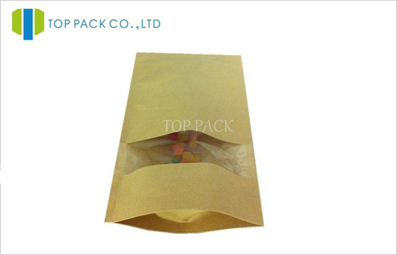 Dried Fruit Plastic Kraft Paper Stand Up Pouch with Clear Window