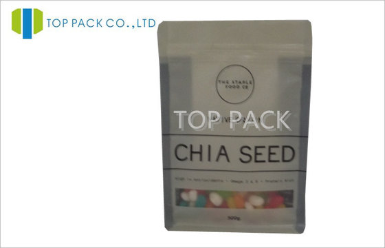 Healthy Recycle Ziplock Stand Up Pouches For Chia Seed Flat Bottom