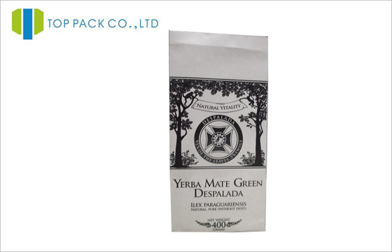 White Kraft Paper Coffee Packaging Bags Eco Friendly / Side Gusset