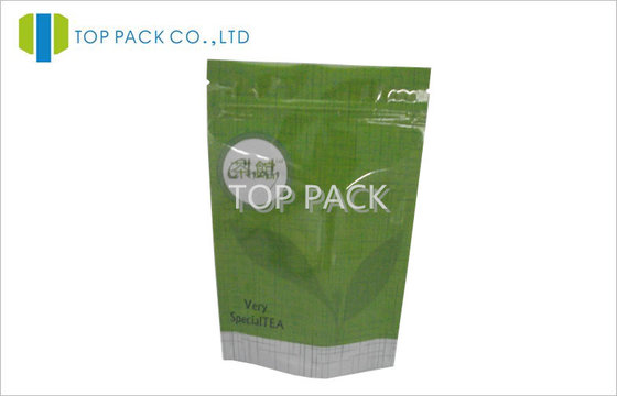 Green Tea Ziplock Stand Up Pouches High Gass Barrier / zip lock pouch