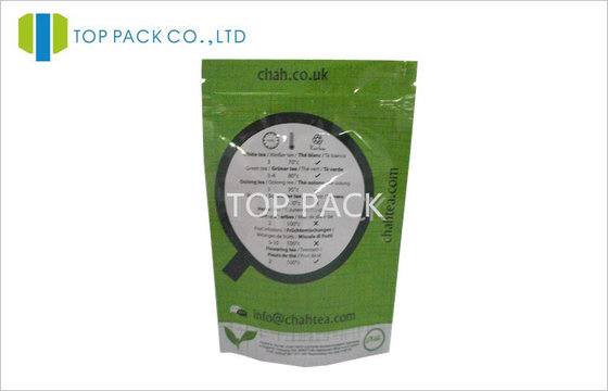 Green Tea Ziplock Stand Up Pouches High Gass Barrier / zip lock pouch