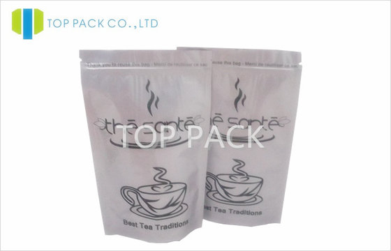Sliver Foil Stand Up Pouches / Eco-Friendly foil stand up zip pouch for tea