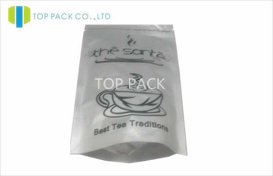 Sliver Foil Stand Up Pouches / Eco-Friendly foil stand up zip pouch for tea