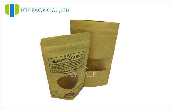 Plastic Lined stand up resealable pouches , Kraft Paper gusseted foil bags