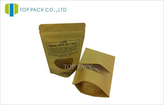 Plastic Lined stand up resealable pouches , Kraft Paper gusseted foil bags