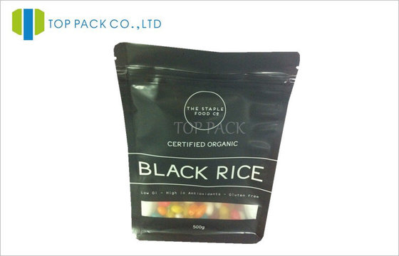 Stand up Coffee Packaging Bags Flat Bottom Black Matte , Gravure Printing