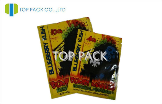 Gravure Printing Herbal Incense packaging Bags , 1g / 3g / 5g resealable foil bags