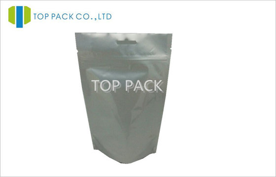 Healthy Recycled Ziplock Stand Up Pouches Aluminum Foil Silver Unprint