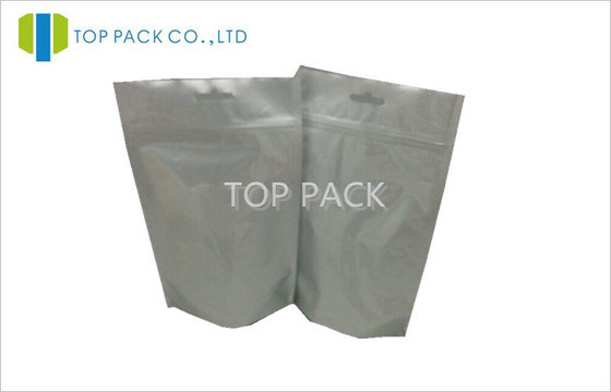Healthy Recycled Ziplock Stand Up Pouches Aluminum Foil Silver Unprint