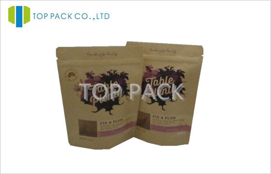 Food Grade Kraft Paper Stand Up Pouch Matte Finished with Clear Window