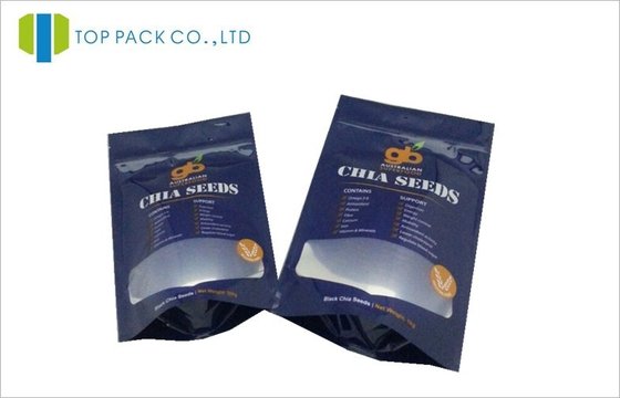 Aluminum Foil Stand Up Pouch Packaing Clear Window Front Zipper