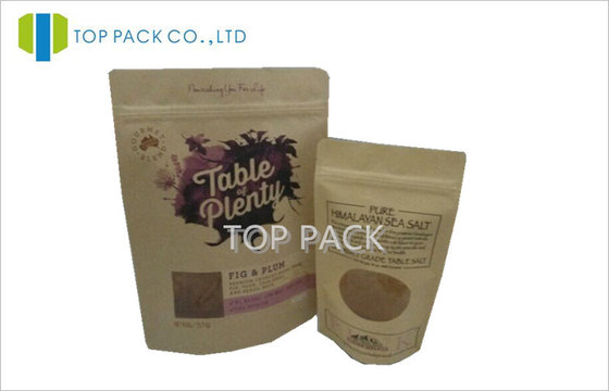 Food Grade Kraft Paper Stand Up Pouch Custom Rectangular Window