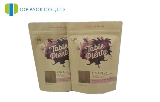 Recyclable Stand Up kraft paper pouches , kraft paper packaging Gravure Printing
