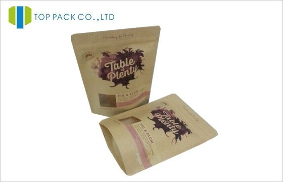 Recyclable Stand Up kraft paper pouches , kraft paper packaging Gravure Printing