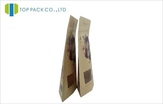 Recyclable Stand Up kraft paper pouches , kraft paper packaging Gravure Printing