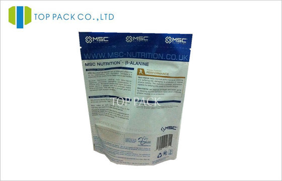 Matte White Aluminum Foil Stand Up Pouches Ziplock Protein Powder
