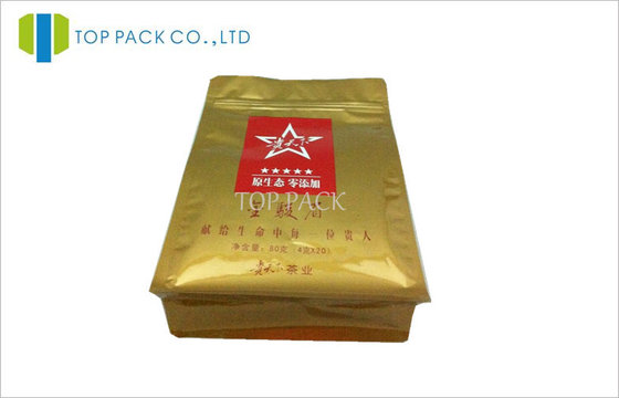 Golden Aluminum Ziplock Stand Up Pouches / stand up zip pouches