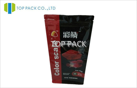 Pet Fish Lamination Ziplock Stand Up Pouches , Side Gusset Bags