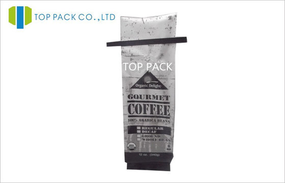Gloss Printing Side Gusset stand up pouch Black Tin Tie Valve , PET / AL / PE