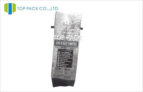 Gloss Printing Side Gusset stand up pouch Black Tin Tie Valve , PET / AL / PE