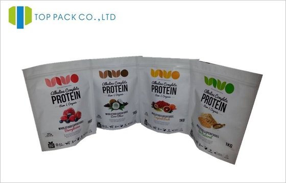 Four Flavor Stand Up Pouch Packaging Zipper Reusable 1000g For Superfoods