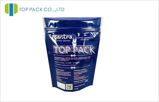250g Coffee Bean Ziplock Stand Up Pouches Plastic Gravure Printing