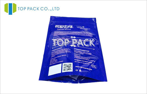 250g Coffee Bean Ziplock Stand Up Pouches Plastic Gravure Printing
