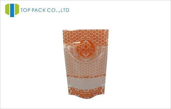 28g / 150g / 250g Ziplock Stand Up Pouches Plastic Customized Printed Visual Window