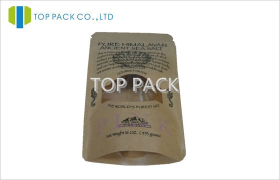 Offset Printing Salt Kraft Paper Stand Up Pouch With Custom Window