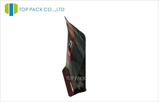 Ziplock PET / AL / PE Coffee Packaging Bags Flat Stand Up Bottom Black Matte